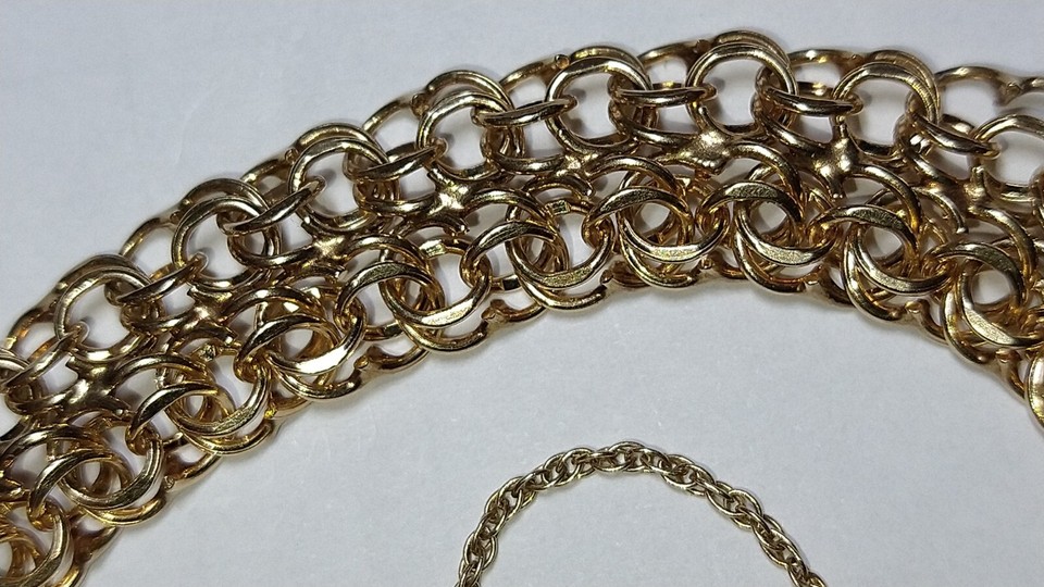Solid 13k gold bracelet with small 10k safety chain 20 grams | eBay