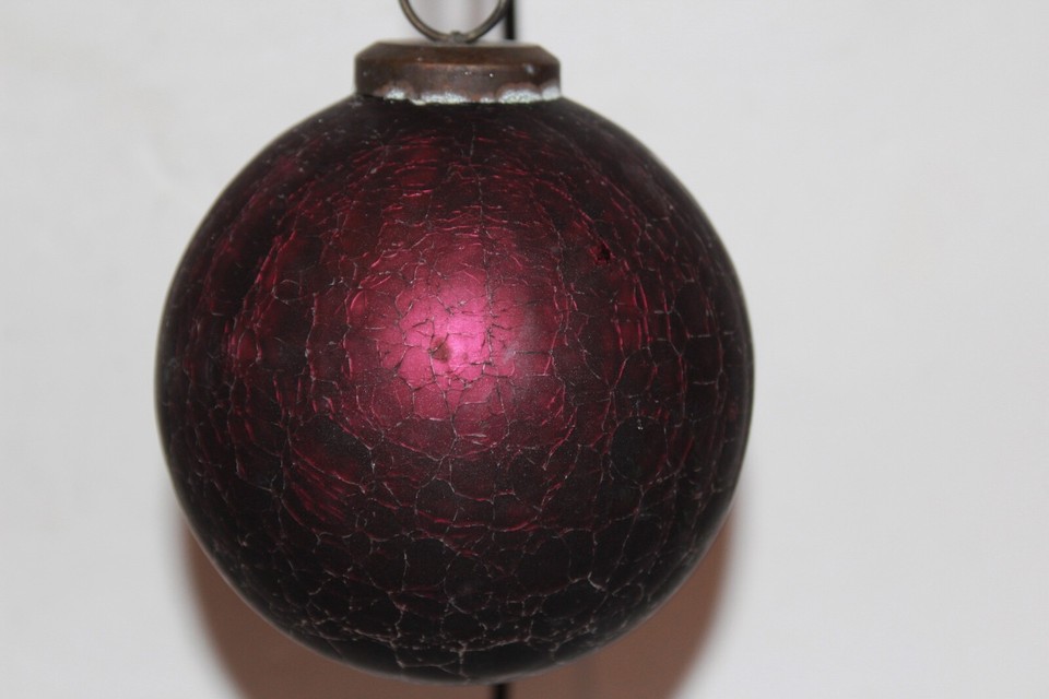Lot Of 3 Kugel Style Crackle Glass Christmas Ornaments Mixed Heavy ...