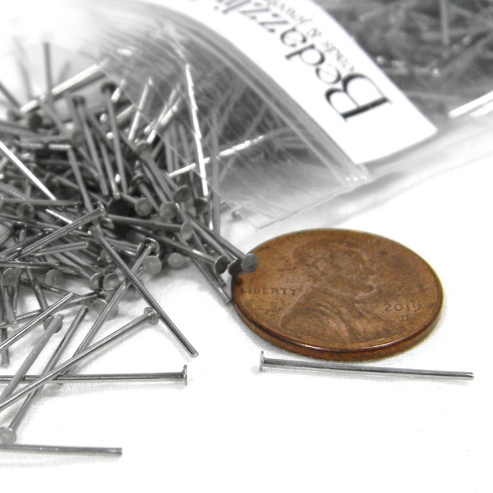 30 Surgical 304 Grade Stainless 21 Gauge 18mm Long Flat Head Headpin ...