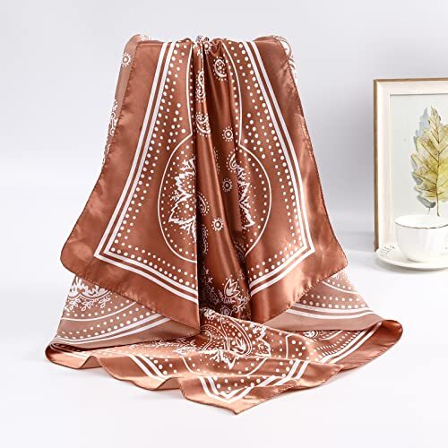 35” Satin Large Square Head Scarves - (Cashew(black+gray+burgundy+light ...