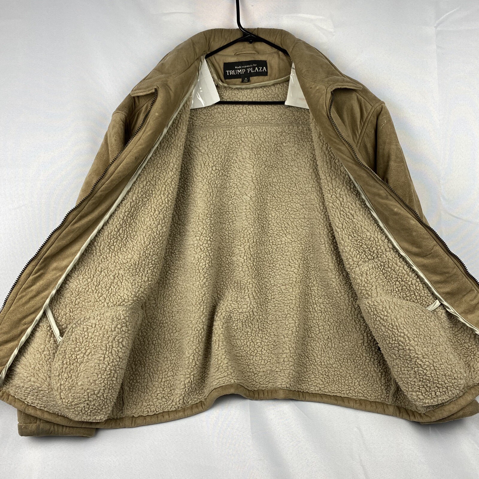 TRUMP PLAZA SUEDE LEATHER JACKET MENS MEDIUM TAN VINT… - Gem