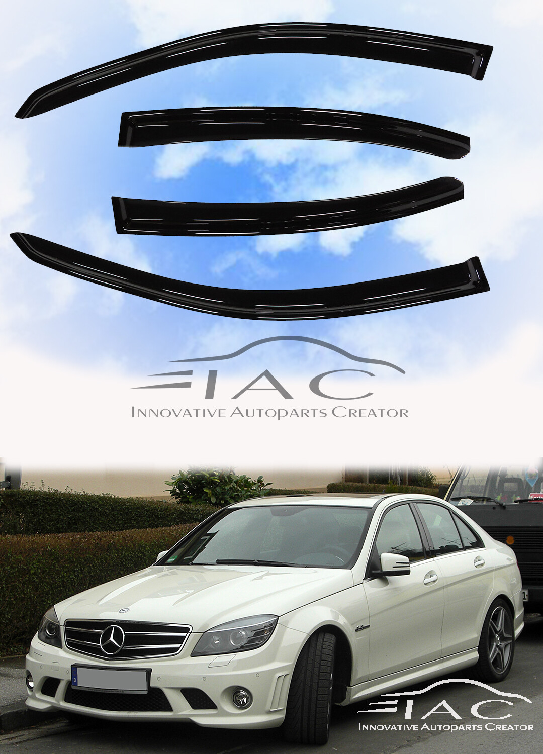 2008-2014 Mercedes Benz C-Class W204 Window Visor Vent Shade Rain Guard ...