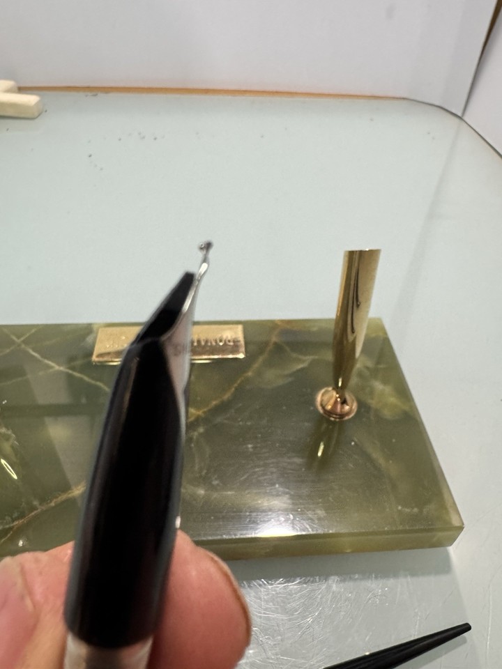 Vintage Sheaffer Fountain Pen Ball Pens Gold Tone Marble Desk Stand | eBay