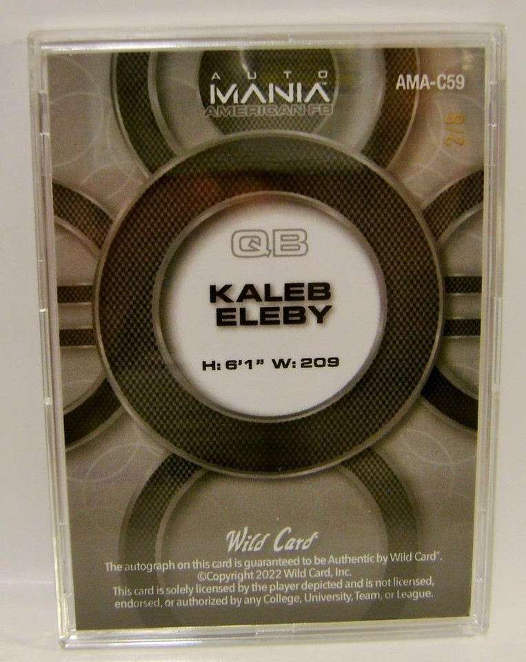 KALEB ELEBY #2 /8 AUTO FOOTBALL WILD CARD AUTO MANIA AMERICAN 2022 | eBay