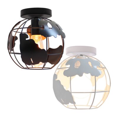 Ceiling Light World Map Lamp Fitting Modern Metal Wire Loft Ceiling ...