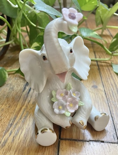 Lenox Jewels Collection Sitting Elephant Flower Bouquet Figurine Purple ...