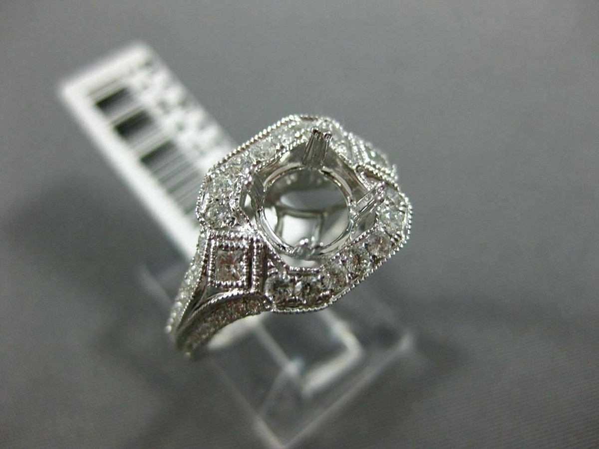 Semi Mounts For Large Stones 18K White Gold Halo Design 1.19 CTW