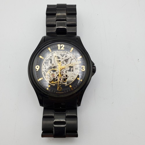 Armitron Automatic Skeleton Dial TY2807SV Black Tone Men's Watch RUNS ...
