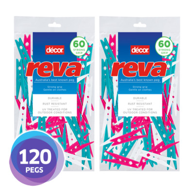 [120 PACK] Reva Clothes Pegs (Pink, Teal & White) - Genuine Reva | eBay ...