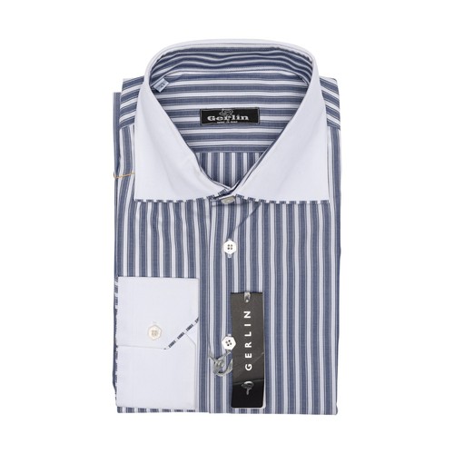 LUXURY 690$ GERLIN Shirt White / Blue T.MASON Cotton 16 - 41 2F BIJAN ...
