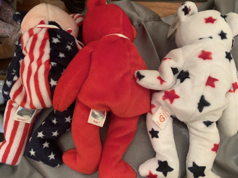 Ty Beanie Baby-Lot 25 (3 Items), Spangle-Bear, Glory-Bear, Osito-Mex ...