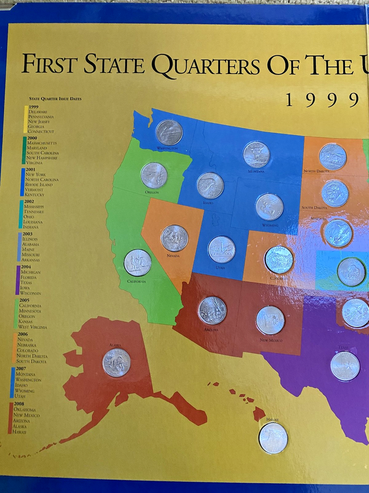 First State Quarters of the United States Collector Map 1999-2008 ...
