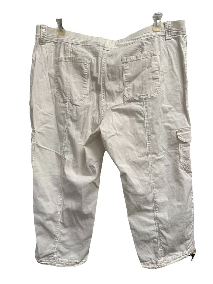 DASH Women's Cargo Capris SZ 18, White, Pull-On, Stretch Waist, Casual ...