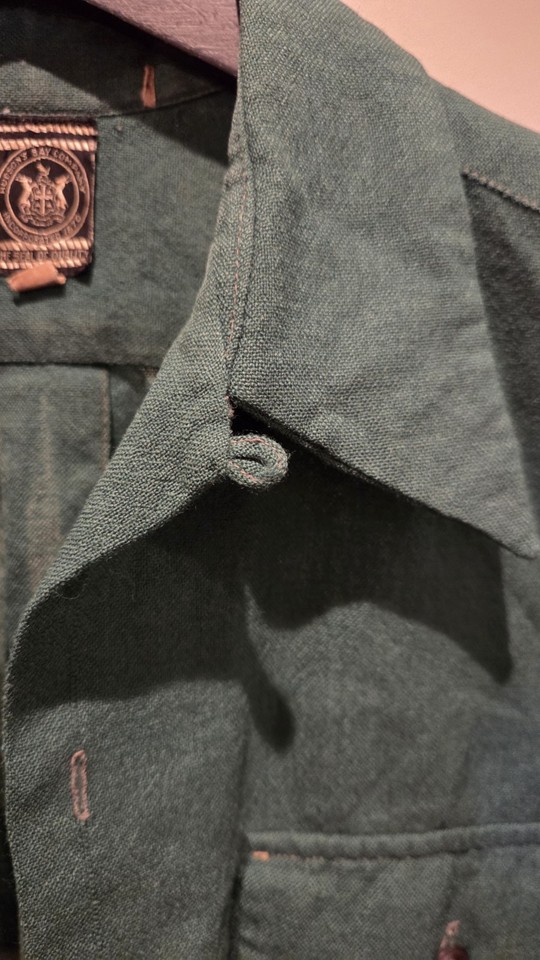 Late 1940s- 1950s Hudson's Bay Company Green Wool Loop-Collar workshirt ...