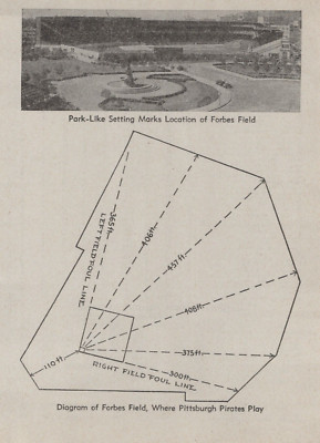 1943 Diagram Forbes Field Pittsburgh Pirates Diamond 1940s Vintage ...