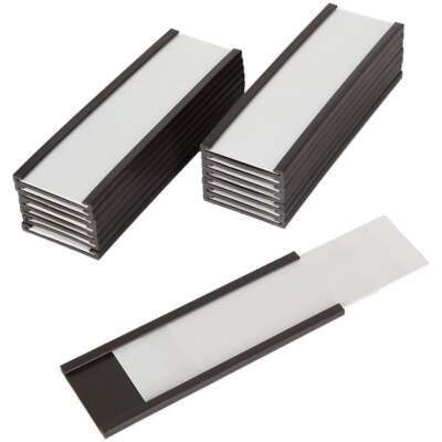 10X Magnetic Racking Shelving Label (75mm x 25mm) Incl. Plastic Cover ...