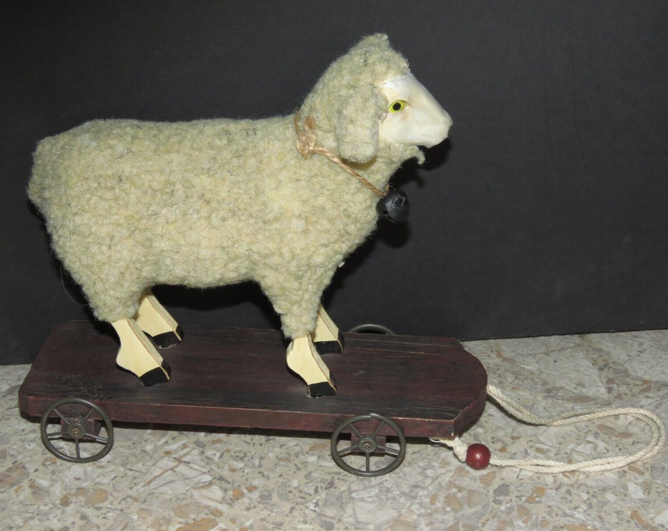 VTG Ragon House Lamb Sheep Folk Art Primitive Cart Wagon Decor 1960s 8. ...