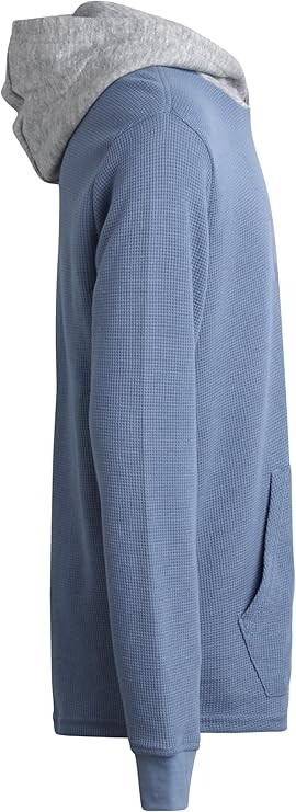 NWT $40 Boy VOLCOM BB Stone Dyed LS Waffle Knit Hoodie Tee Shirt Blue M ...