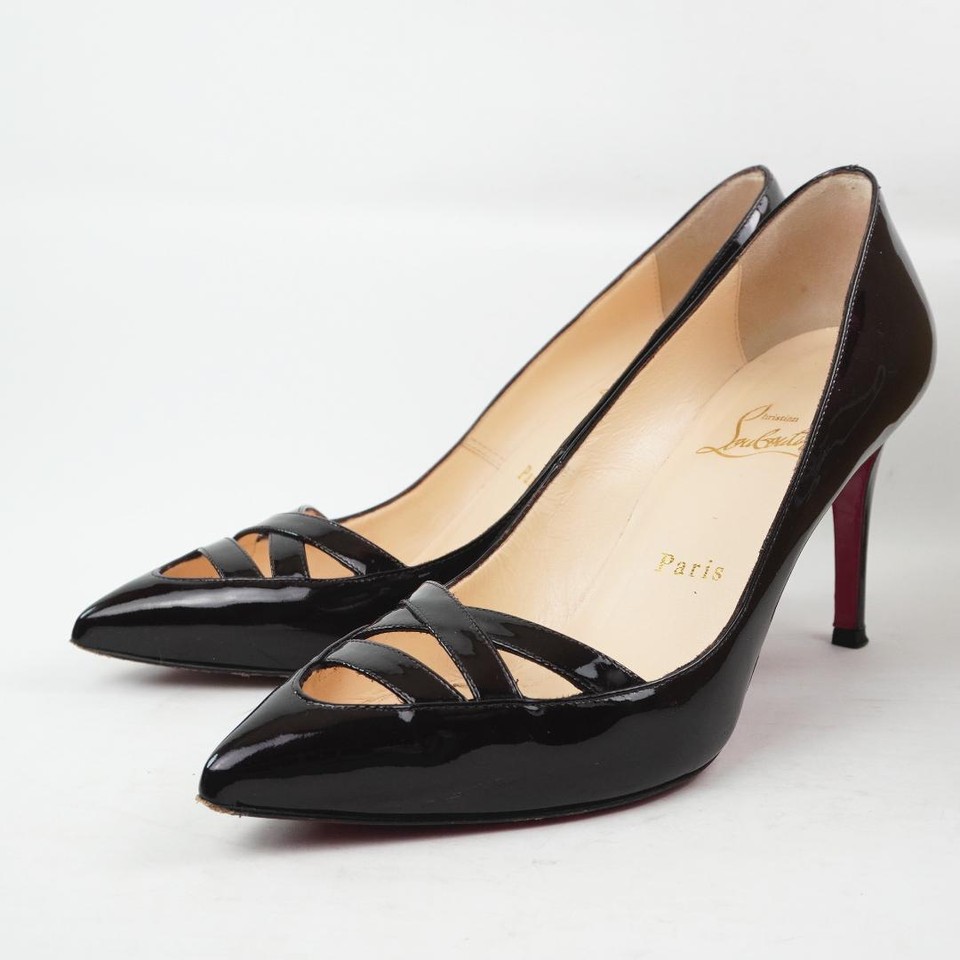 Christian Louboutin Heels MANUE 85 METAL PATENT CALF BURGUNDY IT 38.5 ...