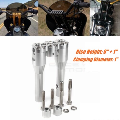 CNC 1" Straight Style Handlebar 8" 9" Riser For Harley Dyna Softail ...