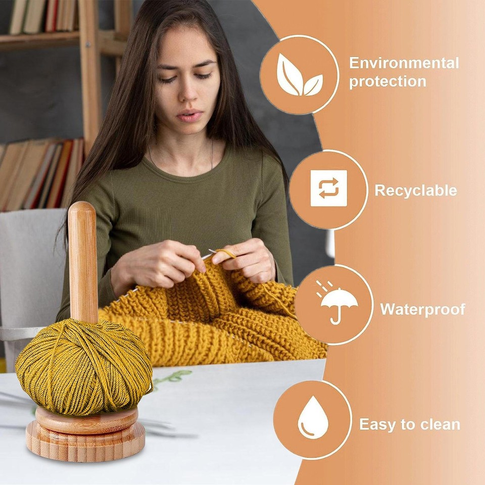 Yarn Spinner Holder Rotating Wood Spool Rack Wool Organizer Crochet | eBay