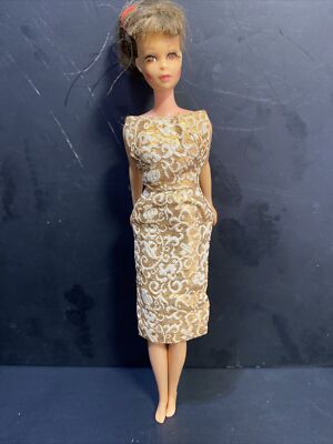 Vtg Barbie Evening Splendor Dress 961 Gold Brocade Strapless Sheath ...