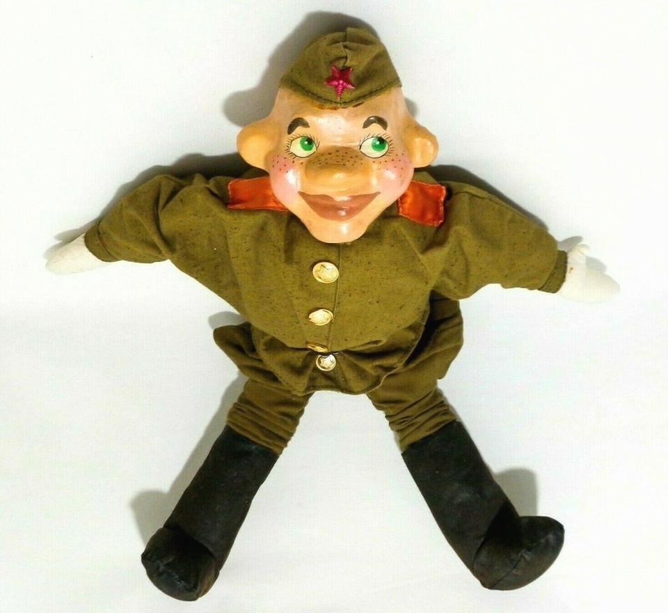 RARE VINT USSR SOVIET ARMY HAND PAINTED PAPER MACHE DEFENDER DOLL W ...