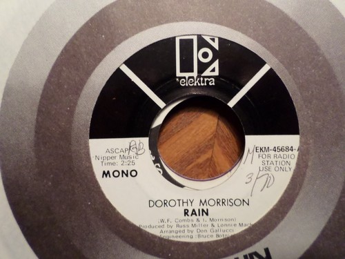PROMO ELEKTRA 45 RECORD/DOROTHY MORRISON/RAIN/JOHN THE RABBIT/ NR MINT ...