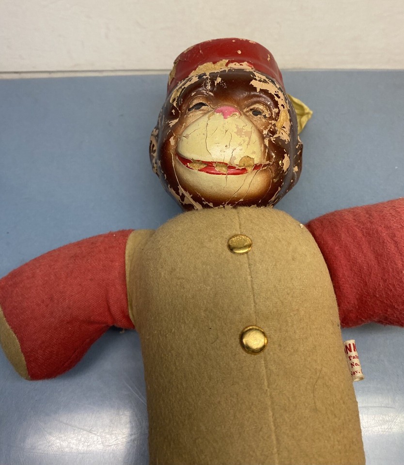 Vintage Plush Monko Monkey Cloth Body Composite Head Toy Doll Stuffie ...