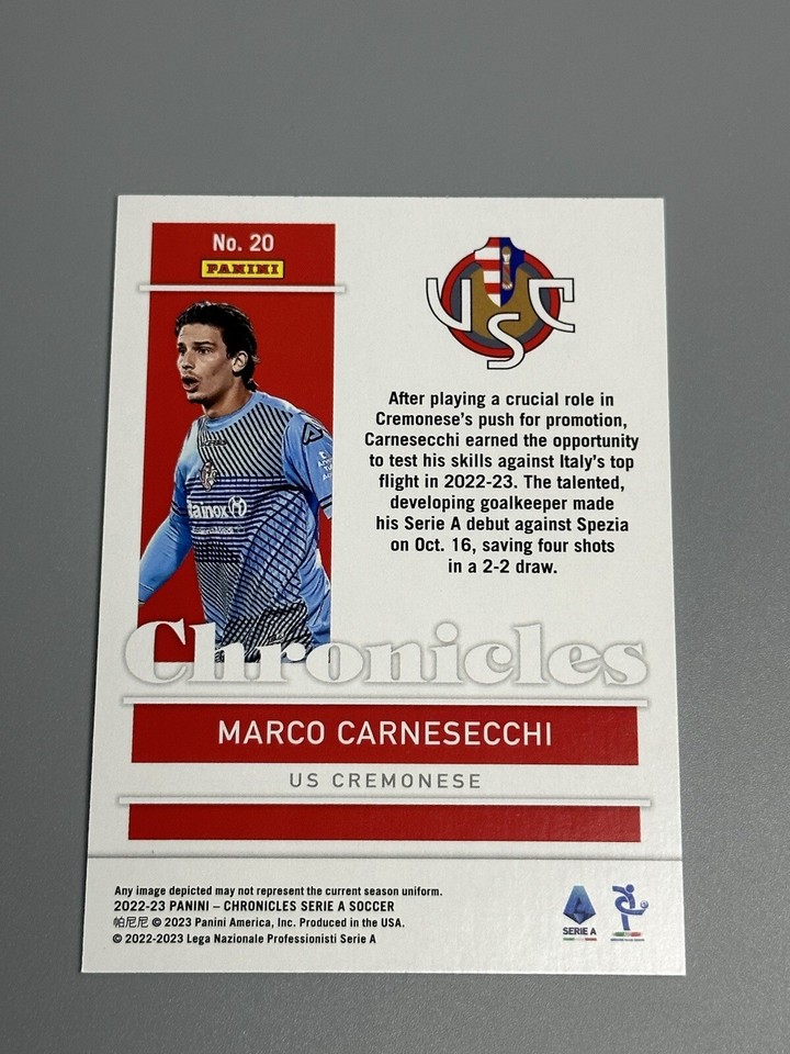 Marco Carnesecchi 2022-23 Panini Chronicles Serie A #20 Cremonese | eBay