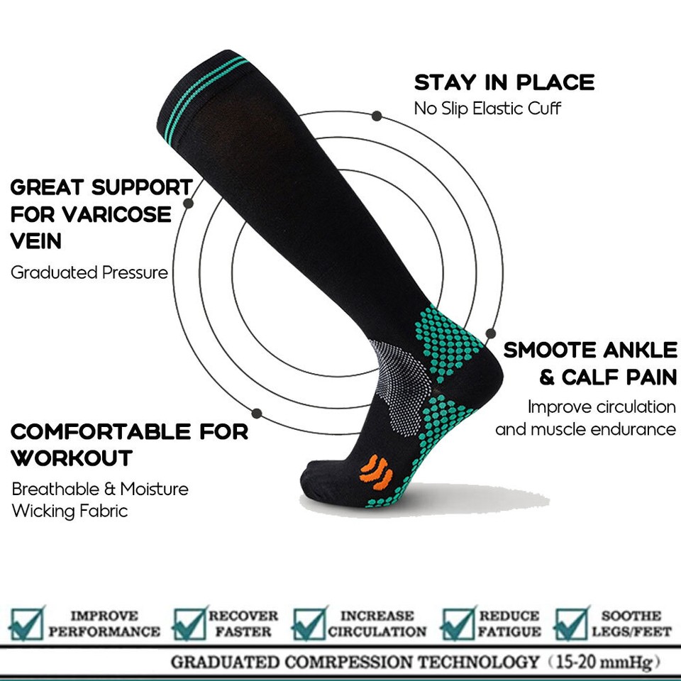3Pair Physix Gear Compression Socks For Men Women 20-30 mmhg Pressure ...