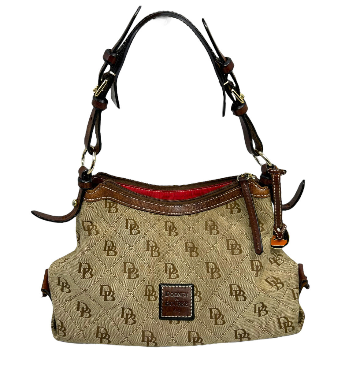 Vintage Dooney and Bourke Handbag Logo Canvas Leather… - Gem