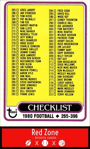 1980 Topps - #391 Checklist 265-396 NM/NM+ Set Break! | eBay