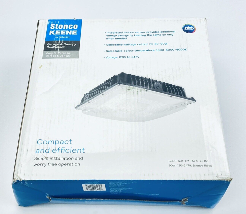 UNUSED STONCO GC90-SCT-G2-SM-5-10-BZ LED GARAGE/CANOPY LUMINAIRE BZ 90W ...
