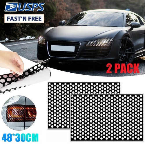 2X Car Rear Tail Light Cover Black Honeycomb Sticker Tail-lamp Decal ...