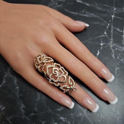 Levian Whole Finger Ring 14k Rose Gold 1 5/8ct Diamond Flowers ...