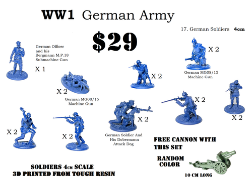 4cm Army German Soldiers Army WW1 the Somme Kids Gift roll playing Game ...