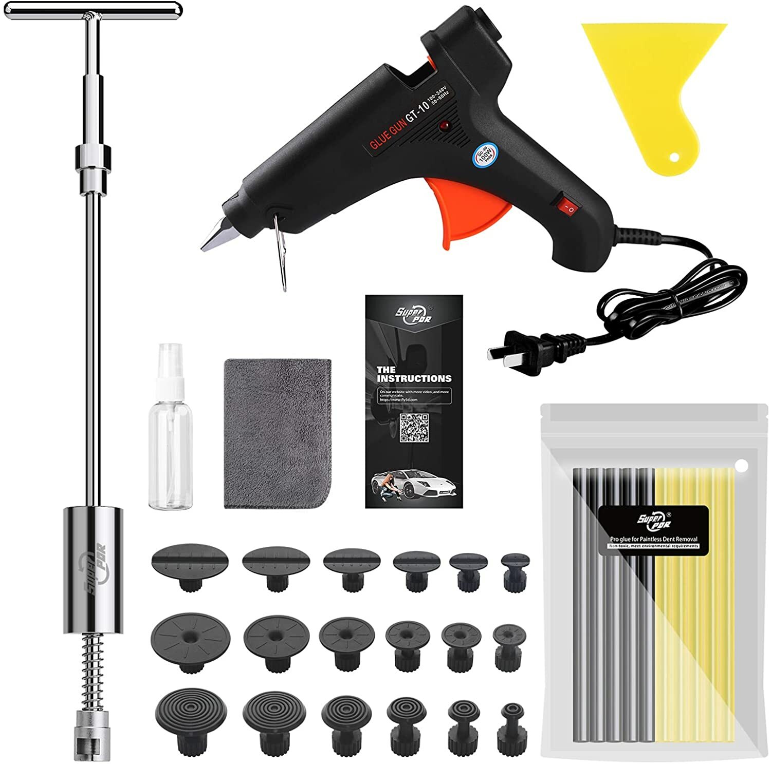 PDR Push Rods Paintless Car Dent Repair Hail Lifter Puller Hammer ...