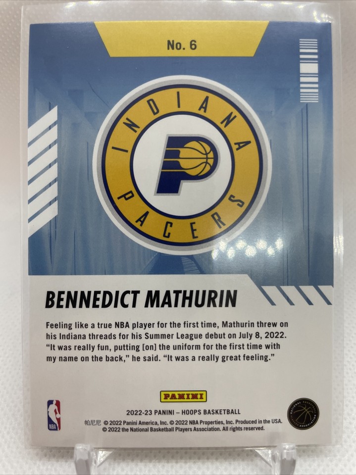 2022-23 NBA Hoops Benedict Mathurin Arriving Now Rookie Card Indiana ...
