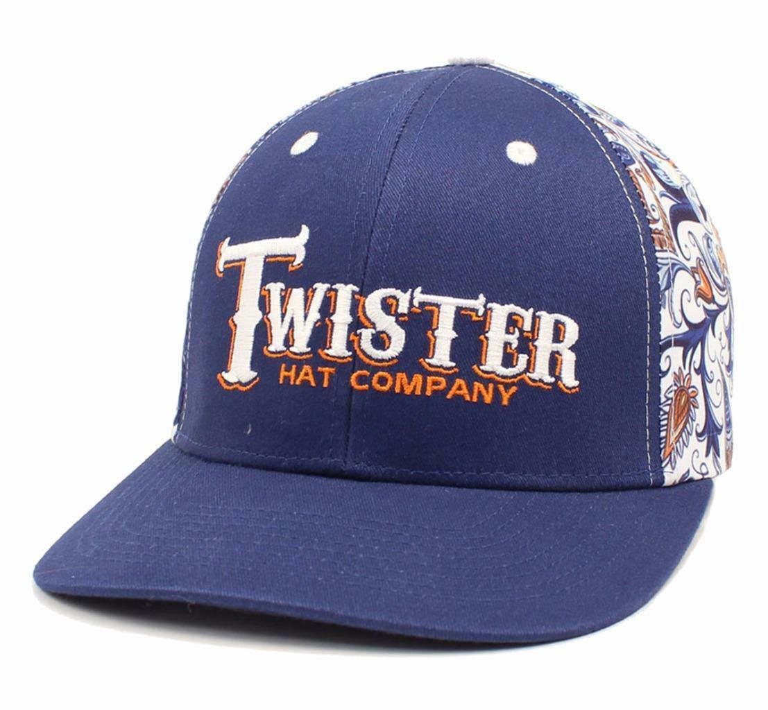 Twister Hat Company Womens Embroidered Logo Blue Paisley Snapback Cap ...