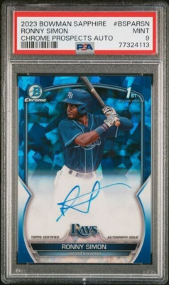 RONNY SIMON 2023 BOWMAN CHROME PROSPECT SAPPHIRE AUTOGRAPH AUTO 1ST PSA ...