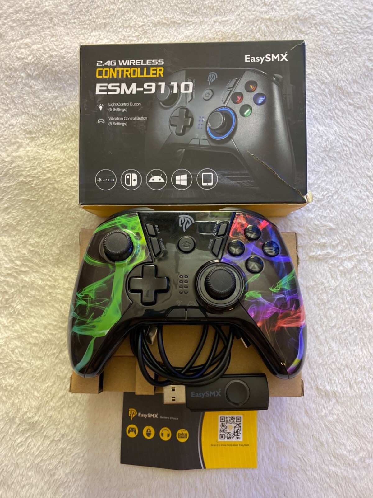 EasySMX Wireless Game Joystick Controller, 2.4G Wireless Gamepad ...