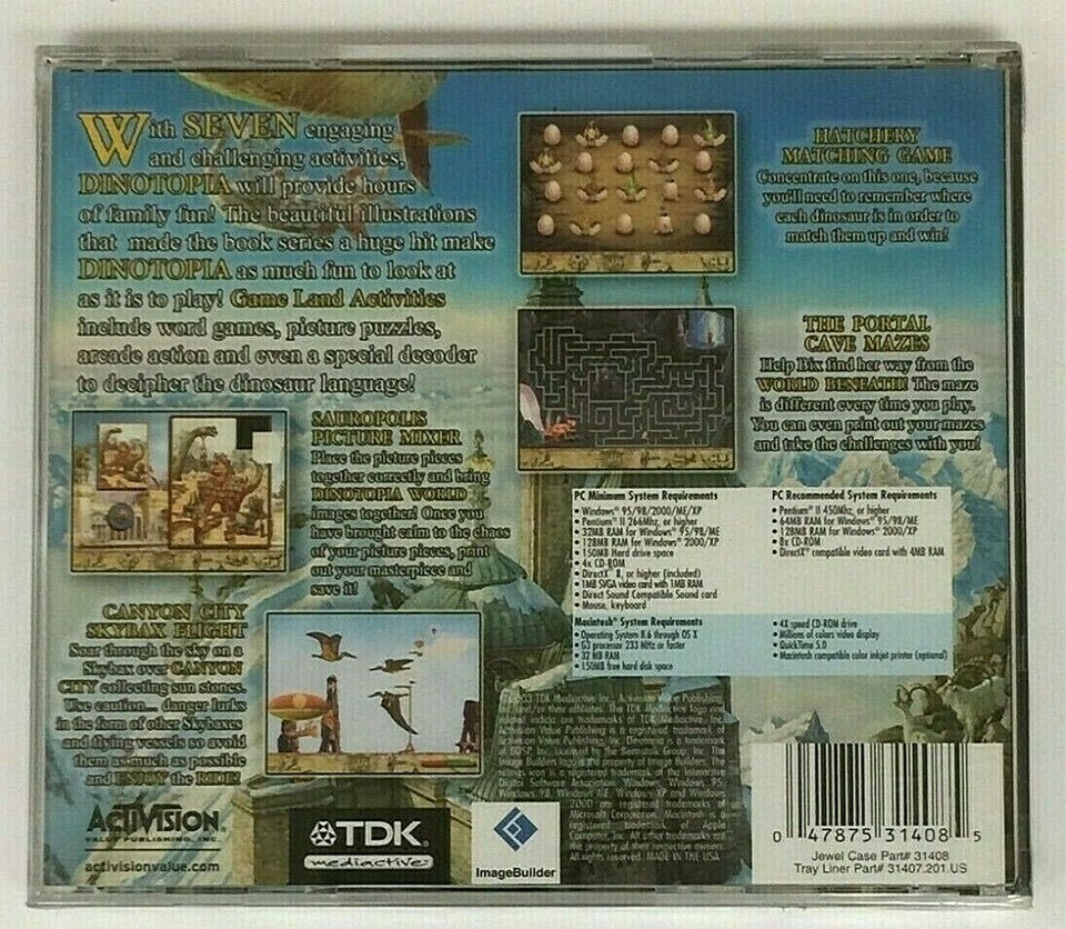 Brand New DINOTOPIA Game Land Activity Center PC CD-ROM Dinosaurs 2003 ...