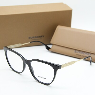 NEW BURBERRY B 2333 3001 BLACK GOLD AUTHENTIC EYEGLASSES FRAME W/CASE ...