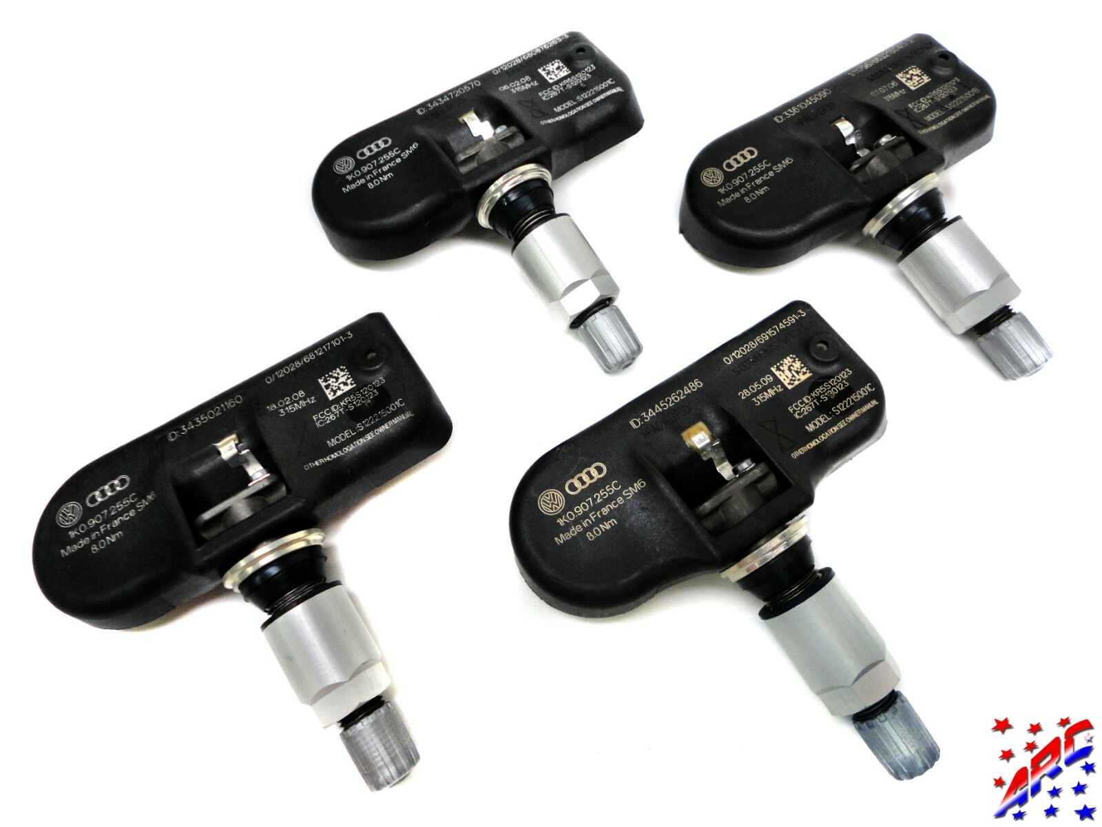 Complete Set of 4 Genuine OEM Audi VW TPMS Tire Pressure Sensors Kit ...