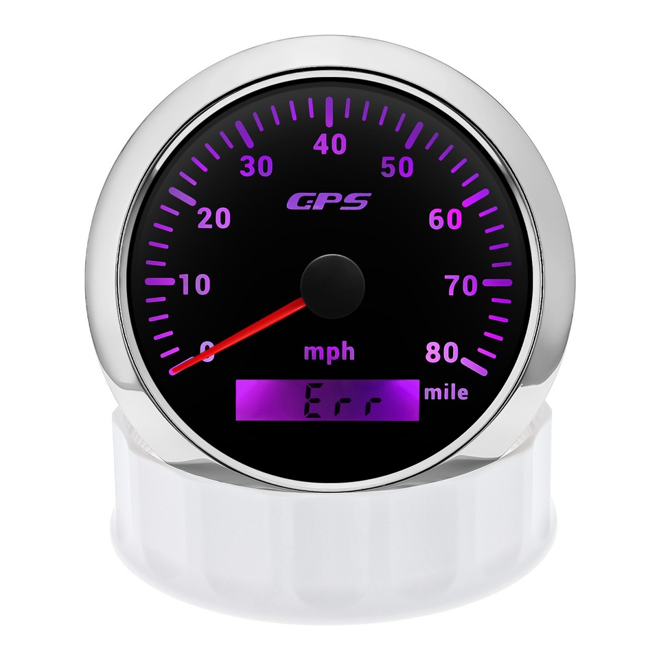 85mm Boat GPS Speedometer 0-80 MPH Odometer Gauge 7 Color LED For Car ...