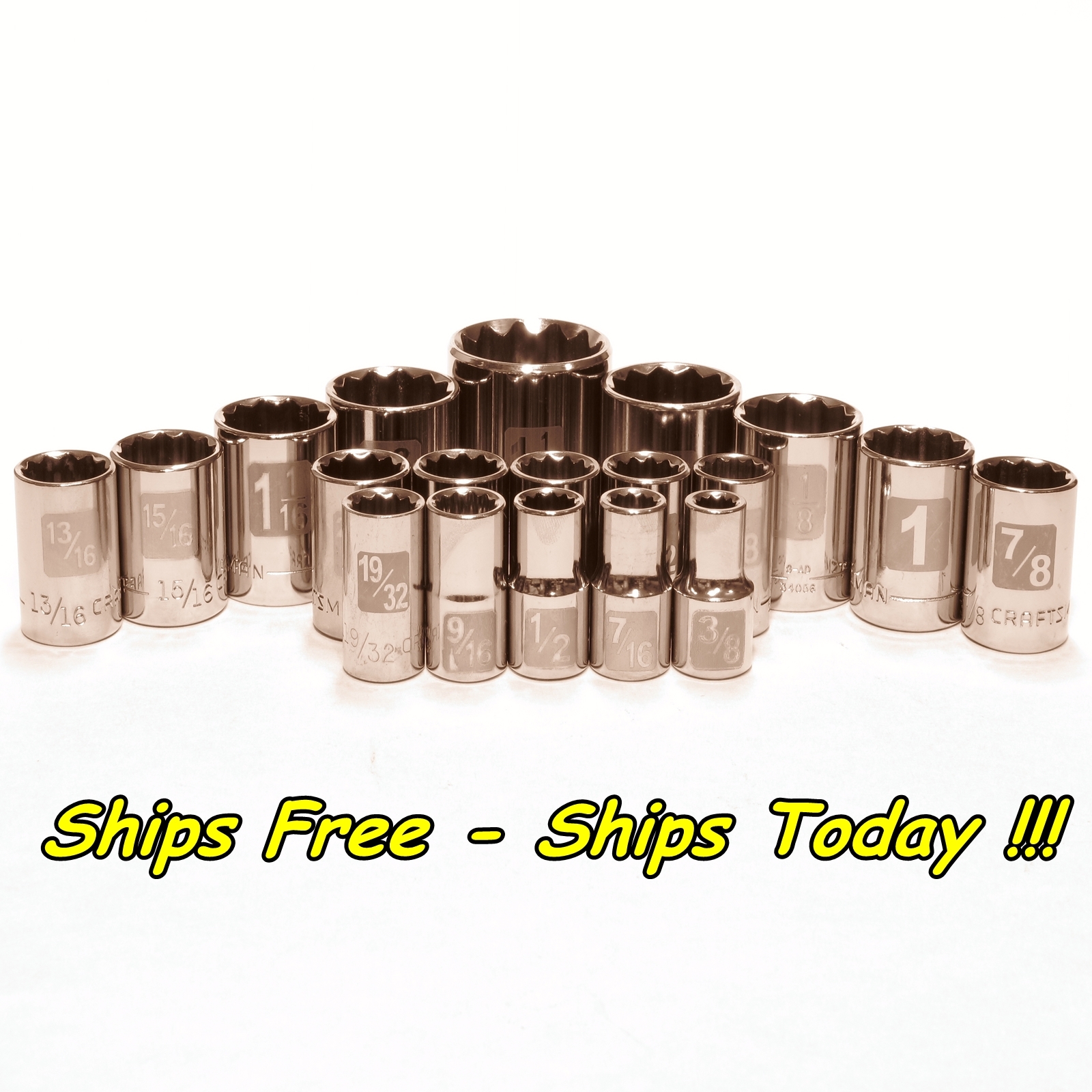Craftsman 19pc 1/2 Drive 12pt SAE Inch STD Laser Etch Easy Read Socket ...