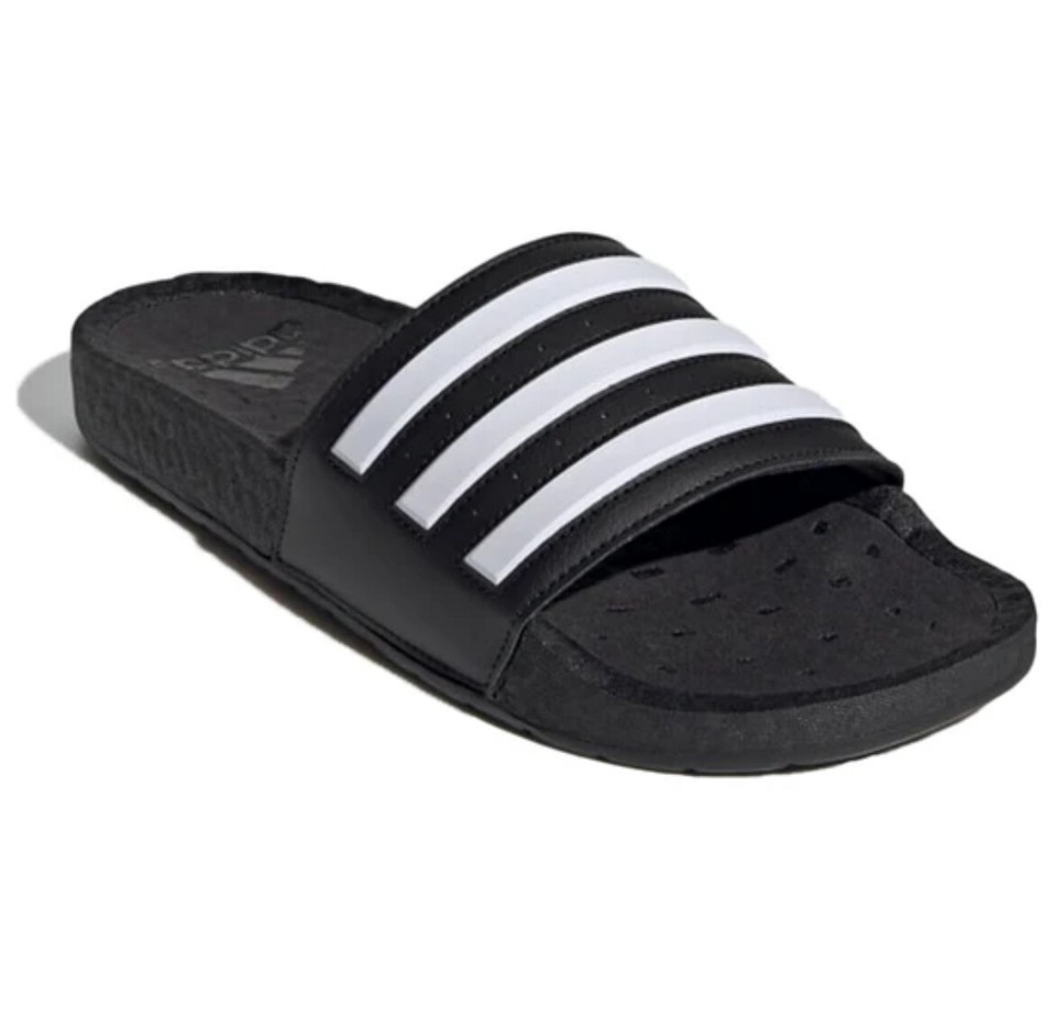 adidas Adilette Boost Slides 'Black White Stripes' 'white black stripes ...