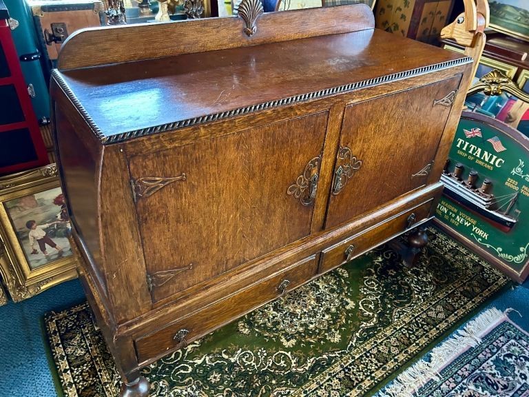 Edwardian Carved Oak Buffet Sideboard – c.1905–1915 | eBay UK