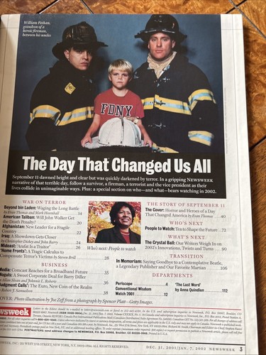 NEWSWEEK SPECIAL DOUBLE ISSUE 911 MAGAZINE 1/7/2002 Rare Condition | eBay
